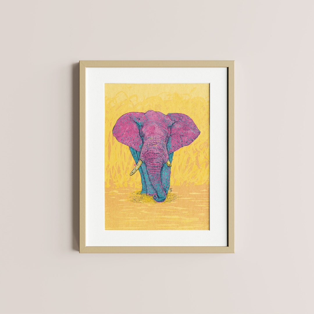 Pink Elephant Print | Safari Animal, Africa Poster, Animal Print ...