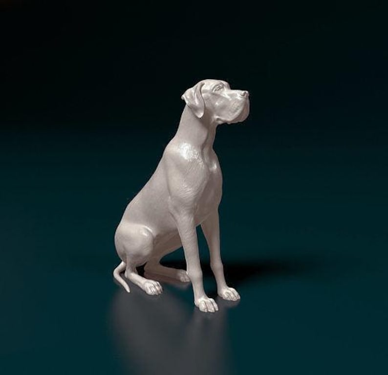 Great Dane (sitting) - Scale Miniature Dog for Dollhouse, Diorama Small ...