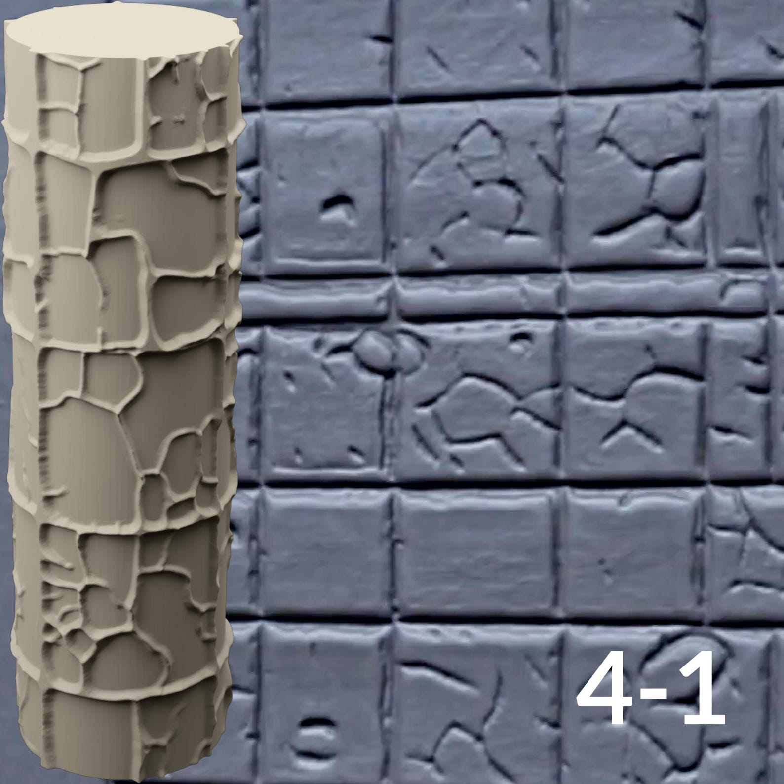 Cobblestone Texture Roller, 4 Inches Tall, Clay Texture Roller Seamless ...