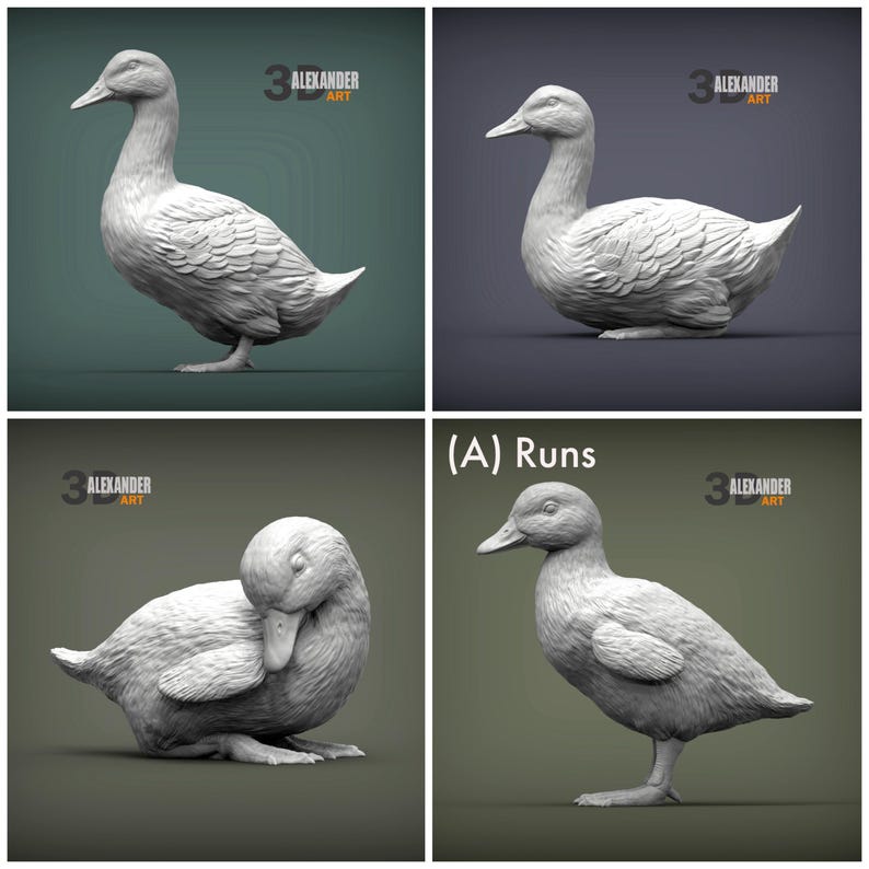 Ducks - 1:12 Scale Bird Miniature for Dollhouse, Diorama, Art Craft ...