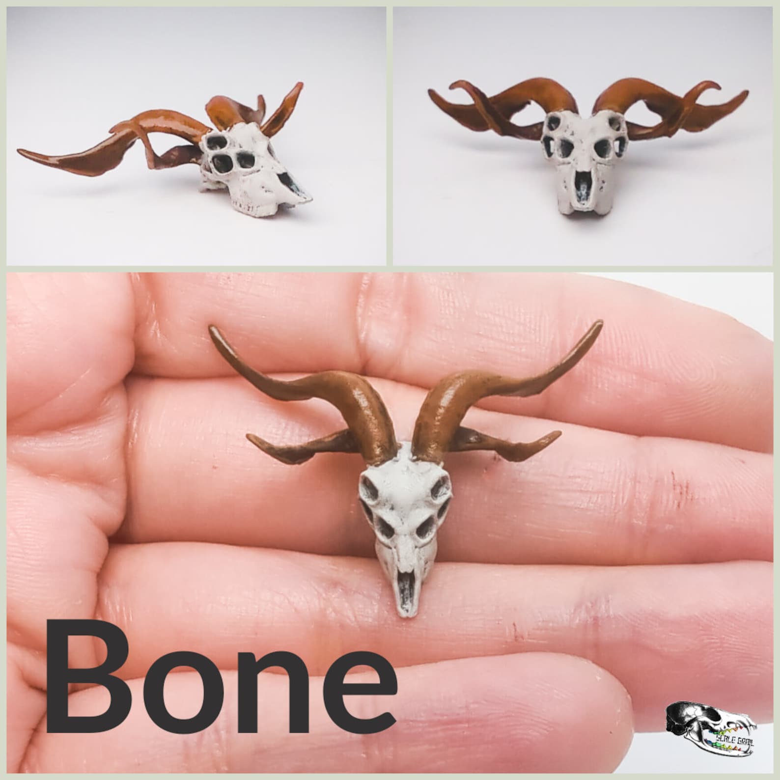 Demon Goat Skull - 1:24 Scale Miniature Cranium Size for Occult Diorama ...