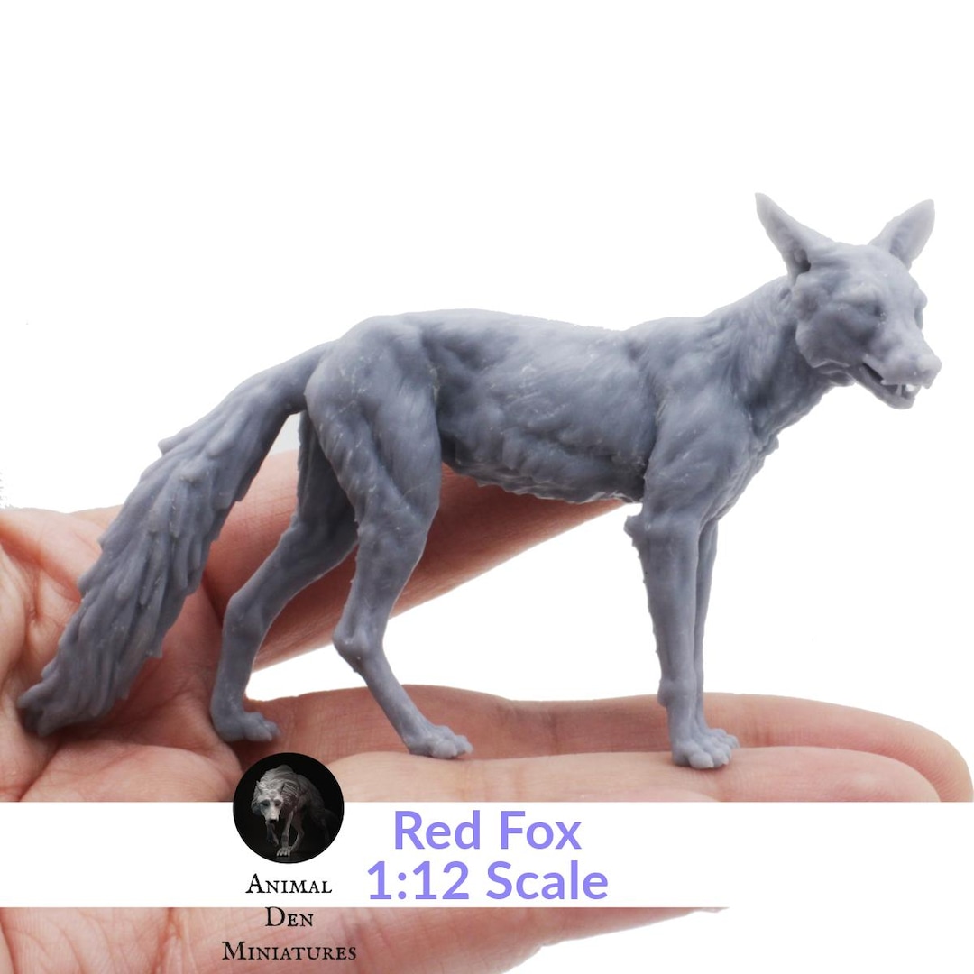 Red Fox - 1:12 Scale Miniature Feline for Forest Diorama by Animal Den ...