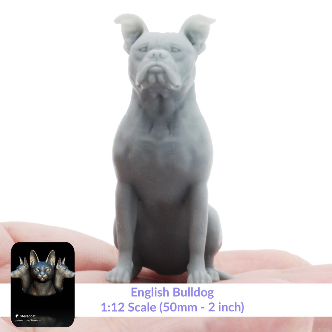 English Bulldog - 1:12 Scale Miniature Dog for Dollhouse, Diorama ...