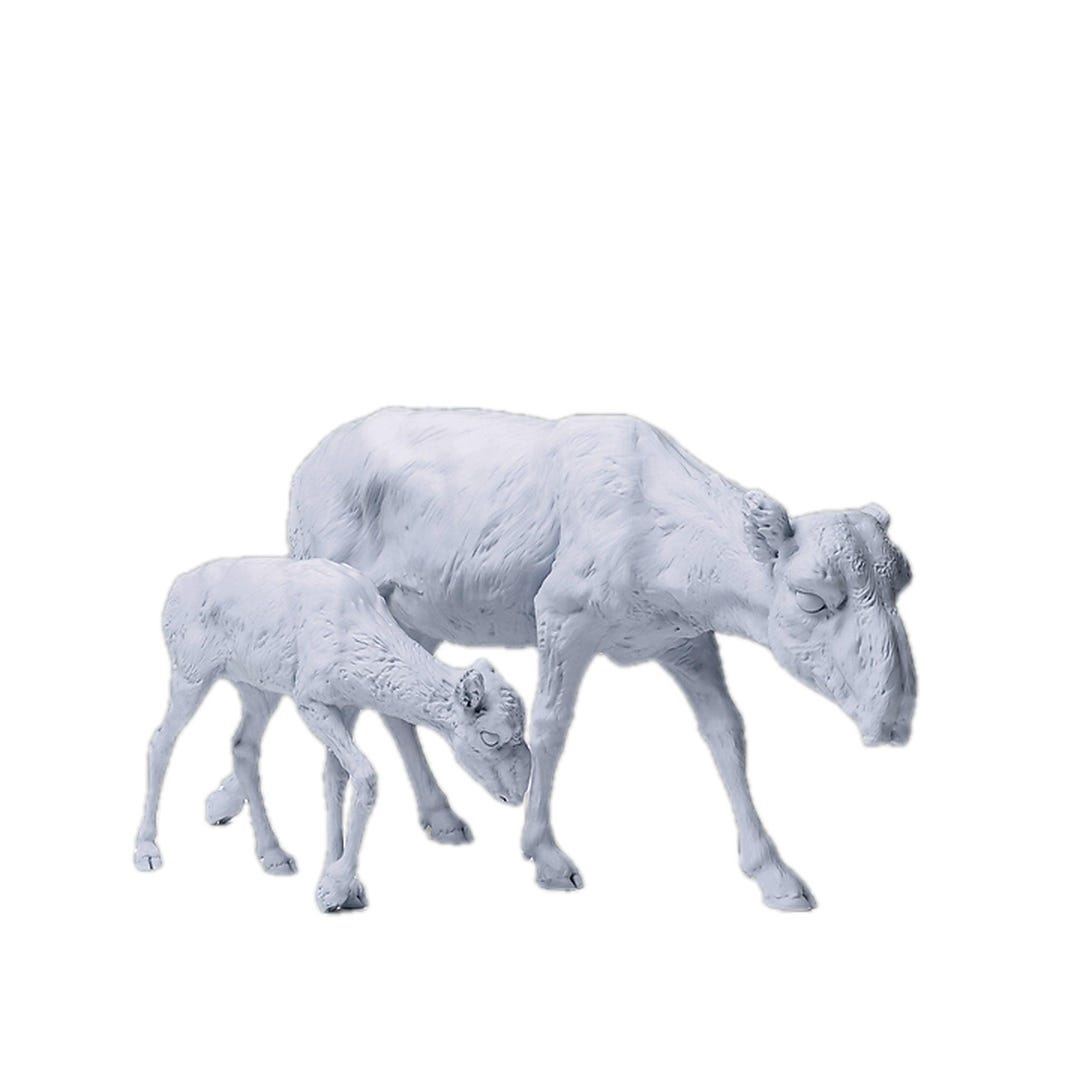 Mongolian Saiga Female and Calf Miniature Diorama Dollhouse Figurine ...
