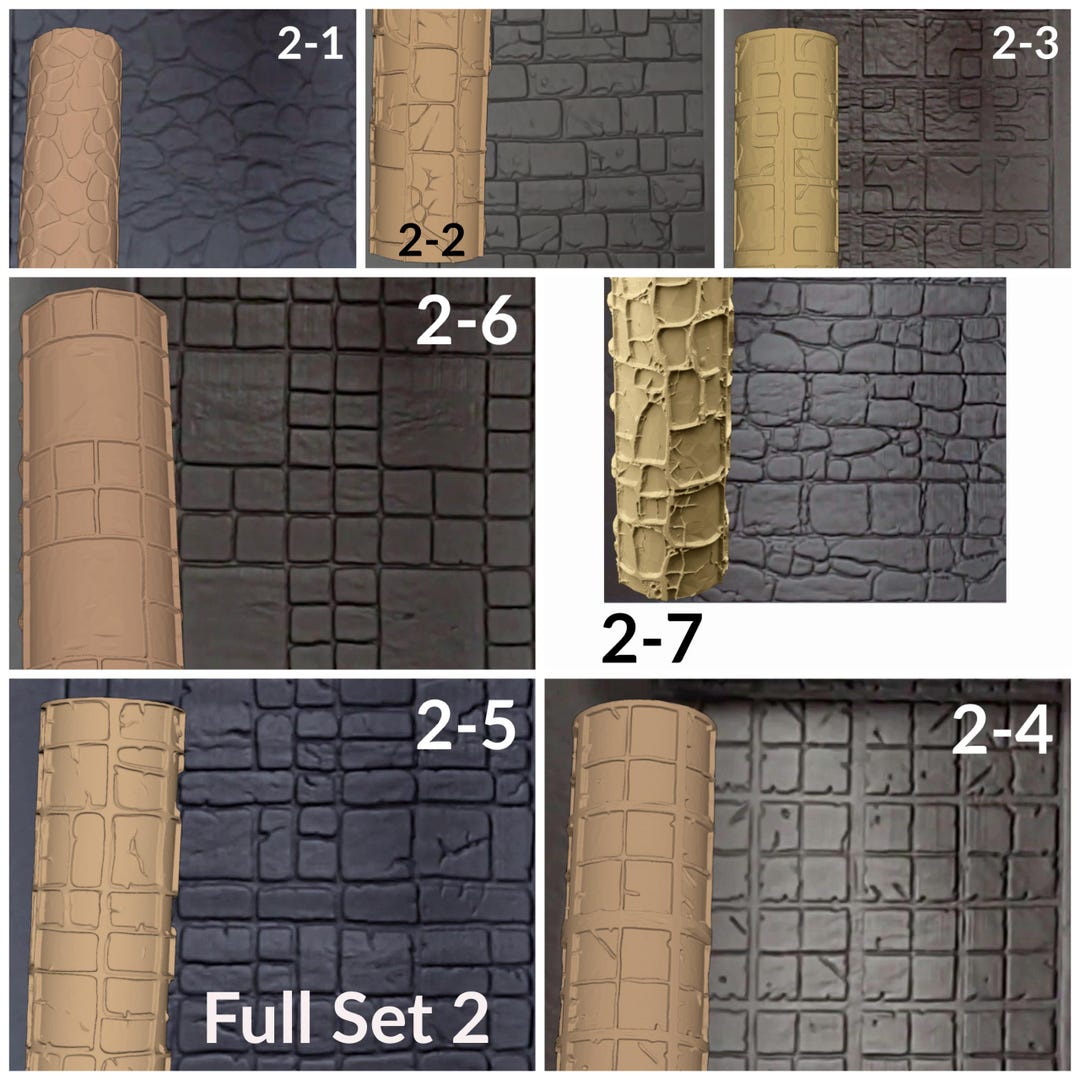 Cobblestone Texture Roller, 4 Inches Tall, Clay Texture Roller Seamless Design Art Craft Diorama ...