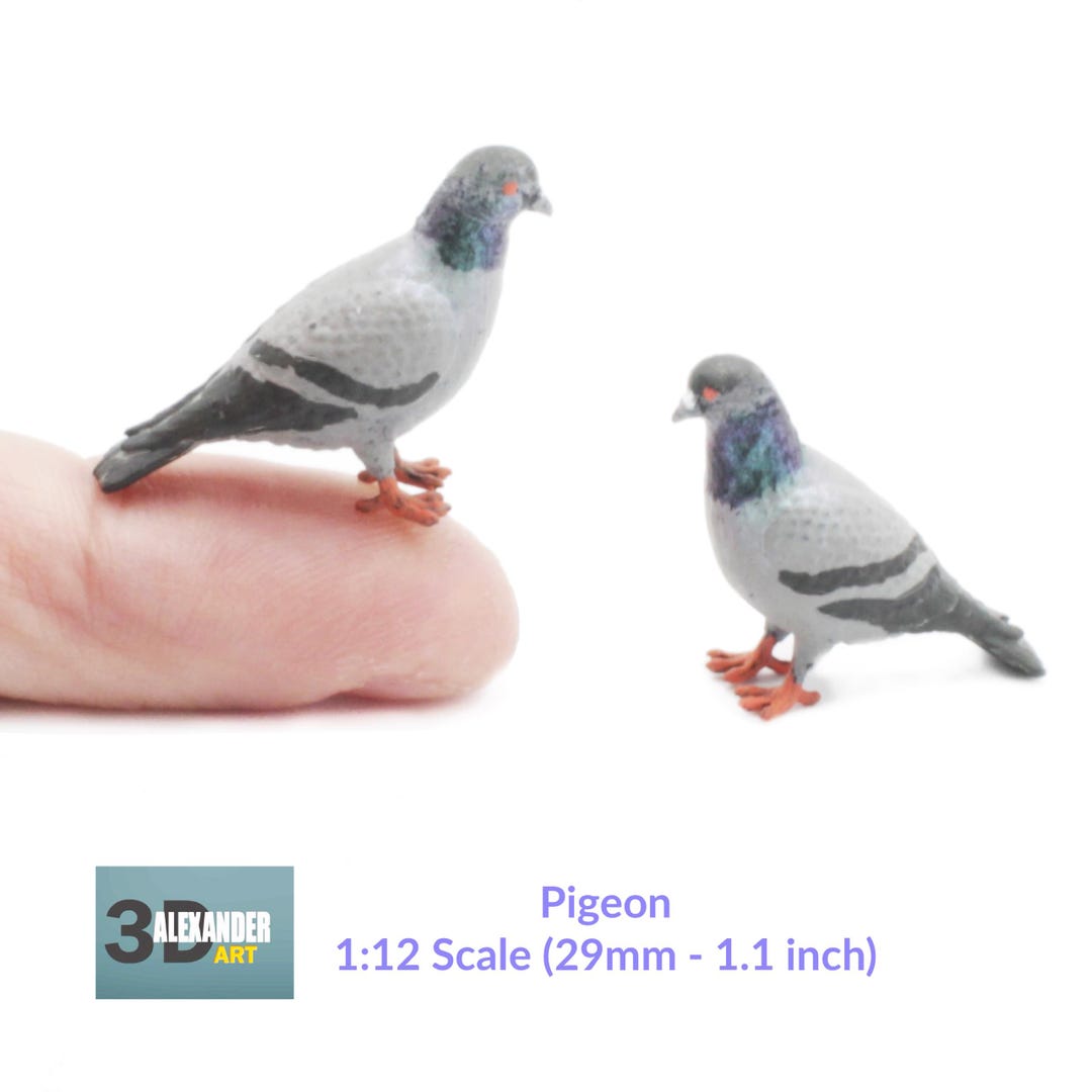 Pigeon - 1:12 Scale Miniature Bird Figurine Small Animal Art Craft ...