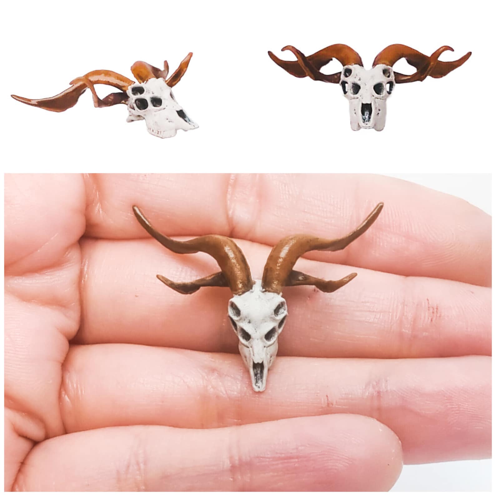 Demon Goat Skull - 1:24 Scale Miniature Cranium Size for Occult Diorama ...