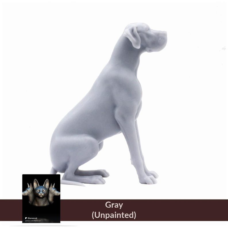 Great Dane (sitting) - Scale Miniature Dog for Dollhouse, Diorama Small ...