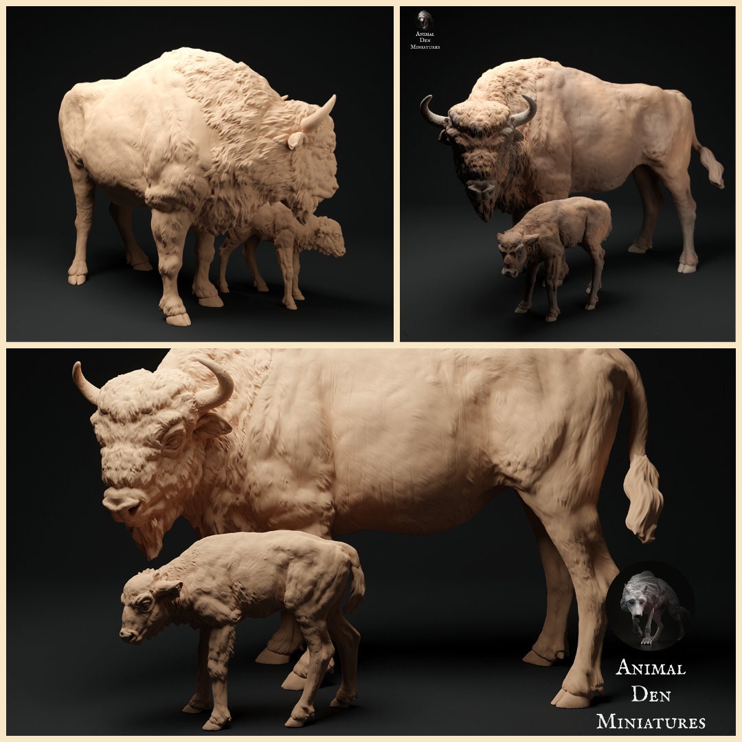 European Bison Miniature - 1:48 Scale, Diorama and Dollhouse Animal ...