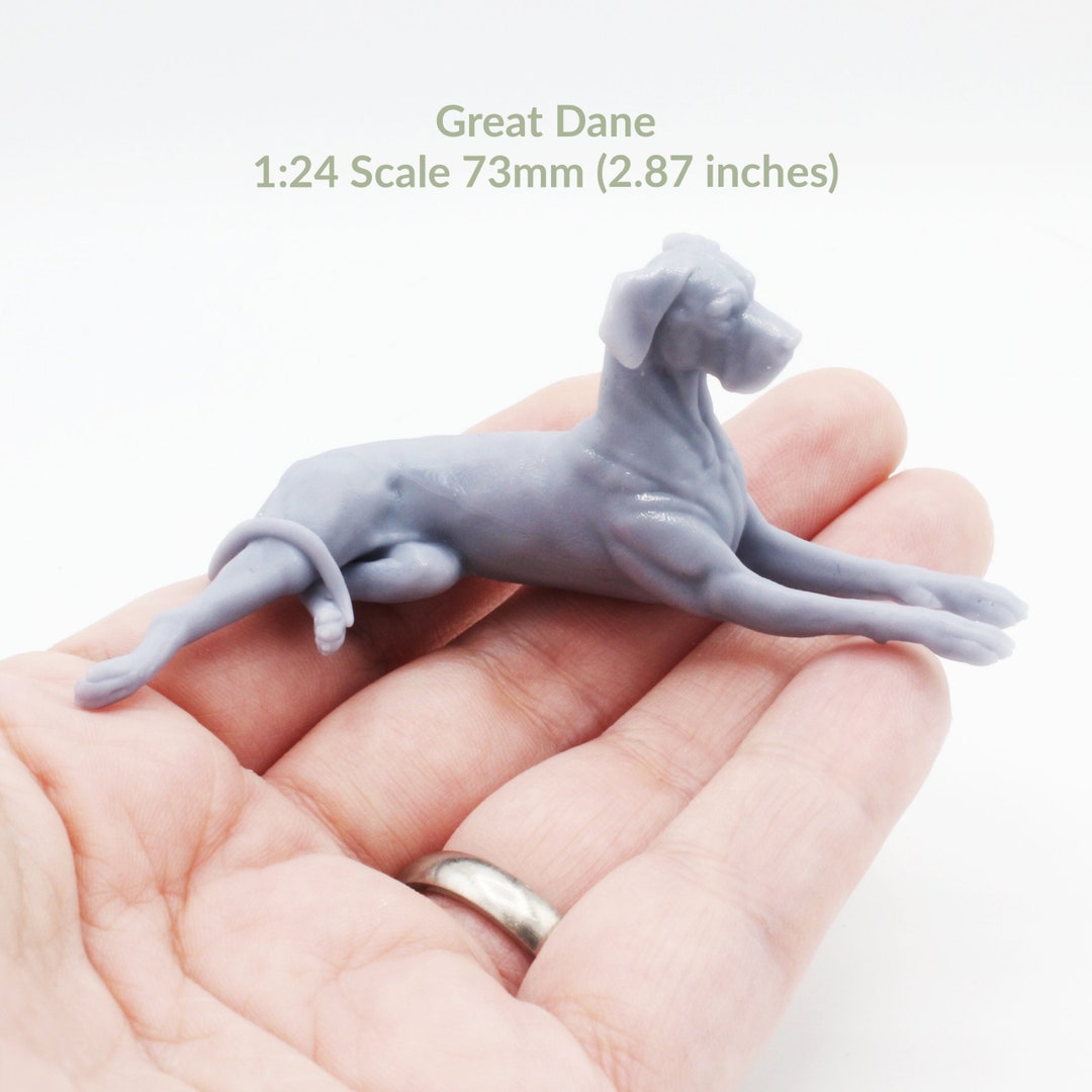 Great Dane 1:24 Scale Dog Miniature for Dollhouse, Diorama, Art Craft ...