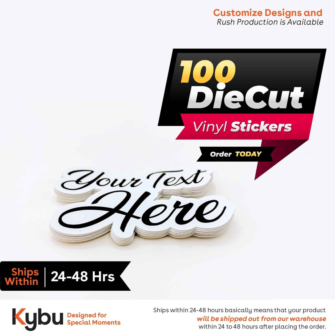 100 Die Cut Vinyl Labels, Cut to Shape Vinyl Stickers, Durable Shaped ...