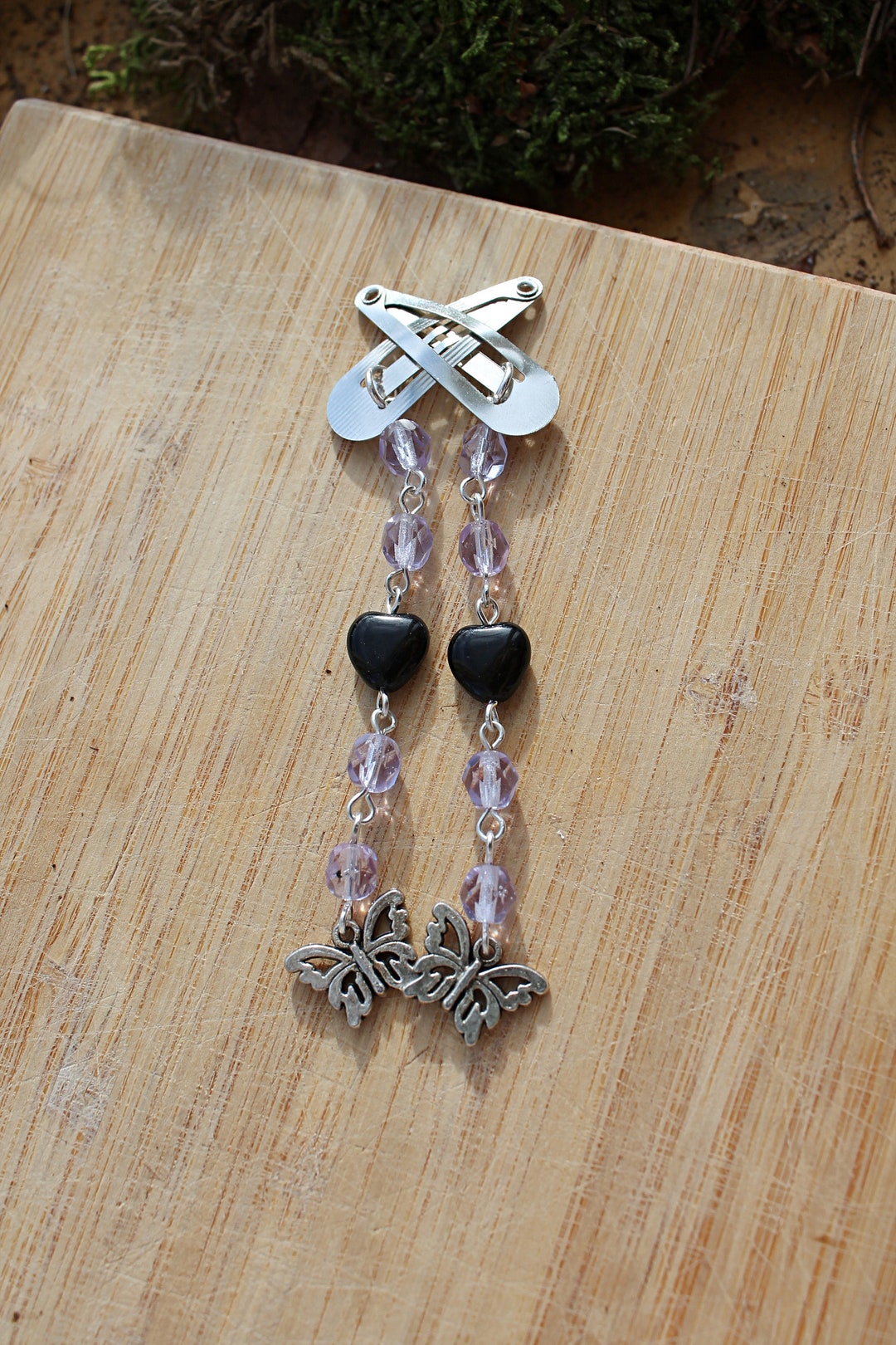 Beaded Hair Clips, Pastel Purple Beads, Y2K Inspired, Kpop Jewelry ...
