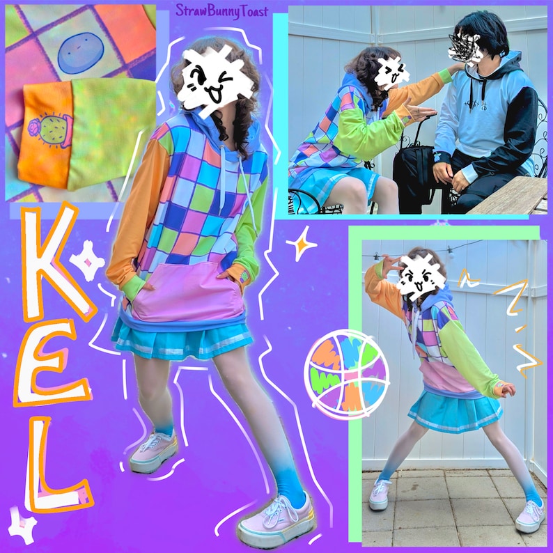 Cosplay de OMORI Kel / Sudadera con capucha estilo Harajuku con bloques ...