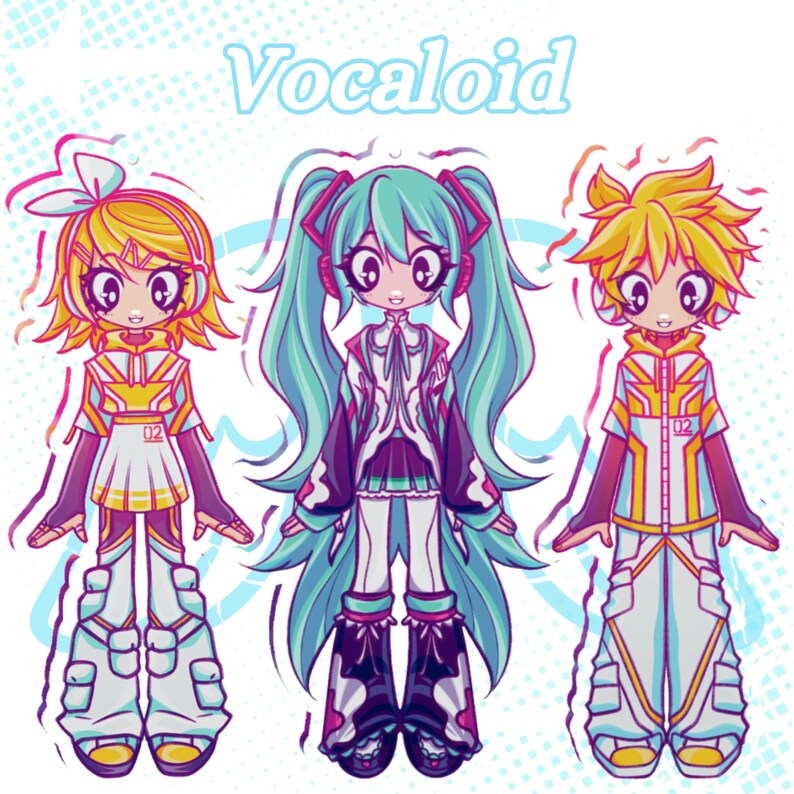 Vocaloid Set- Hatsune Miku, Kagamine Rin, Kagamine Len-charm 4" Double ...