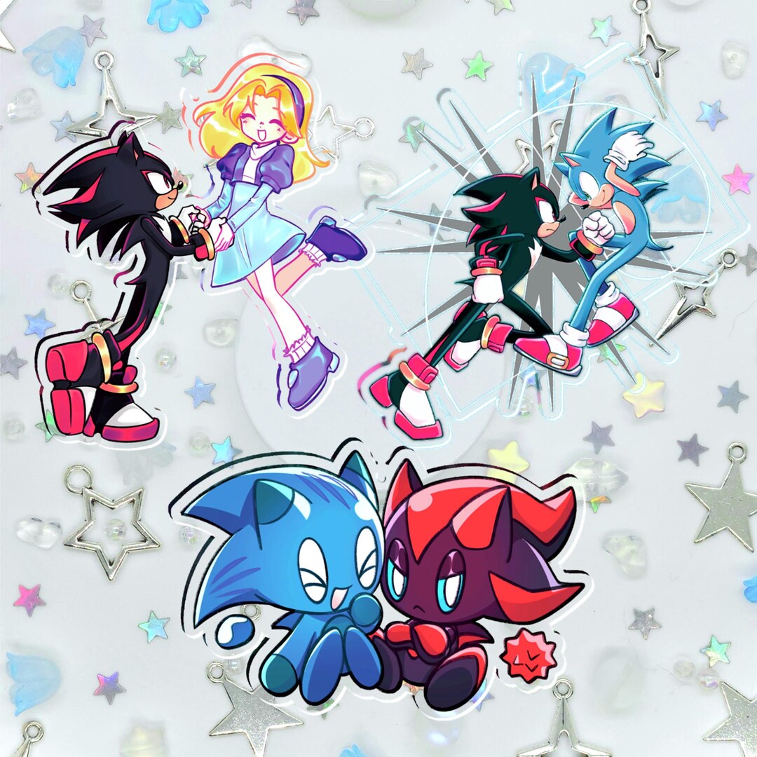 Sonic Keychains | Shadow and Maria, Sonadow, and Chao Charms | 4-inch ...
