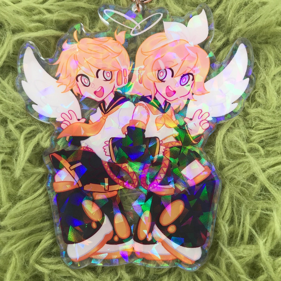 Rin and Len Kagamineredrawndouble Sided 4 Holographic Charm - Etsy