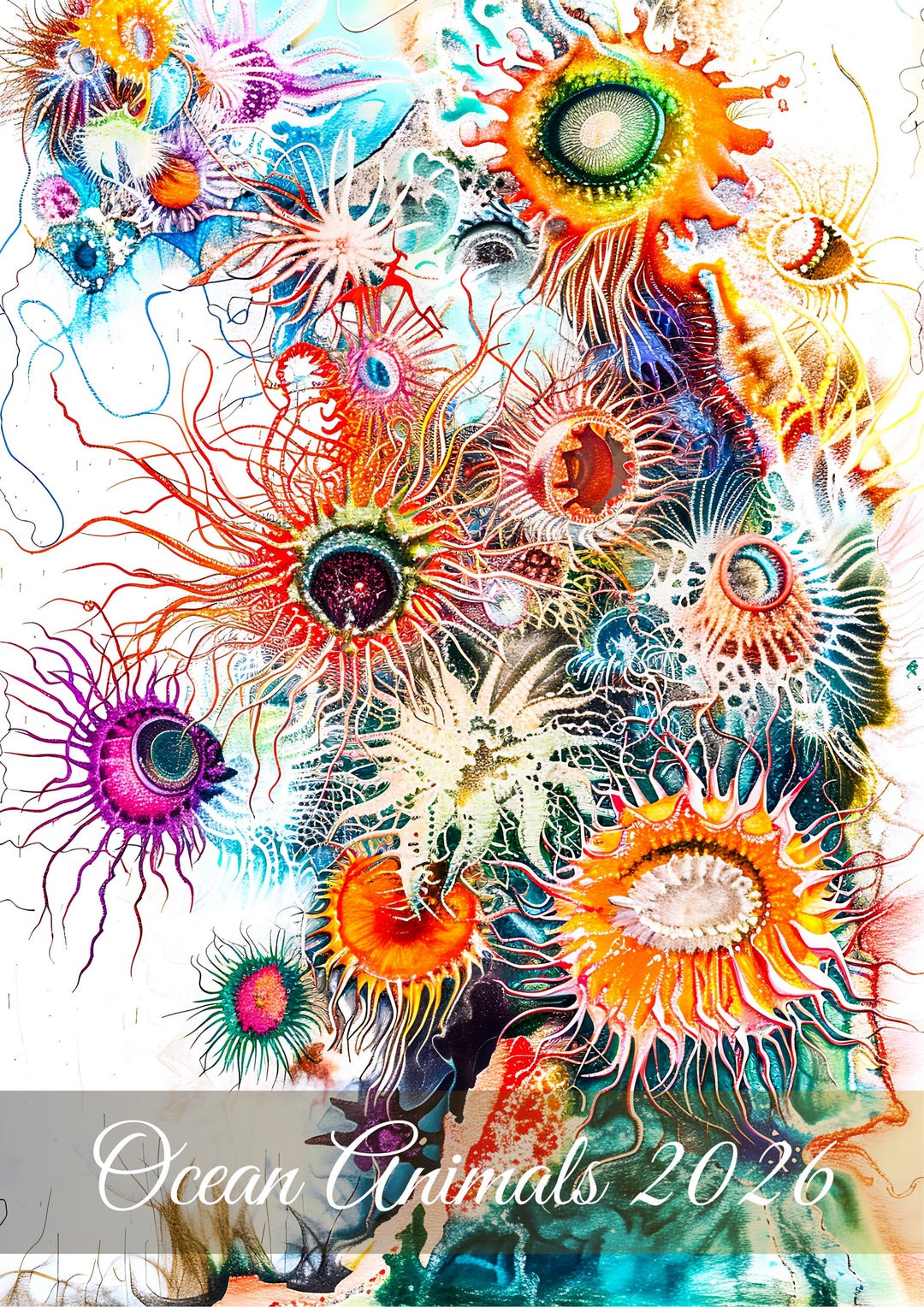 2026 Abstract Ocean Animals Calendar | Birthday | Gift | Christmas by ...