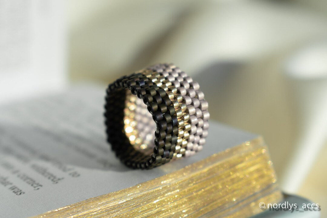 Beaded Ring Miyuki Ring Dark Purple Ring - Etsy