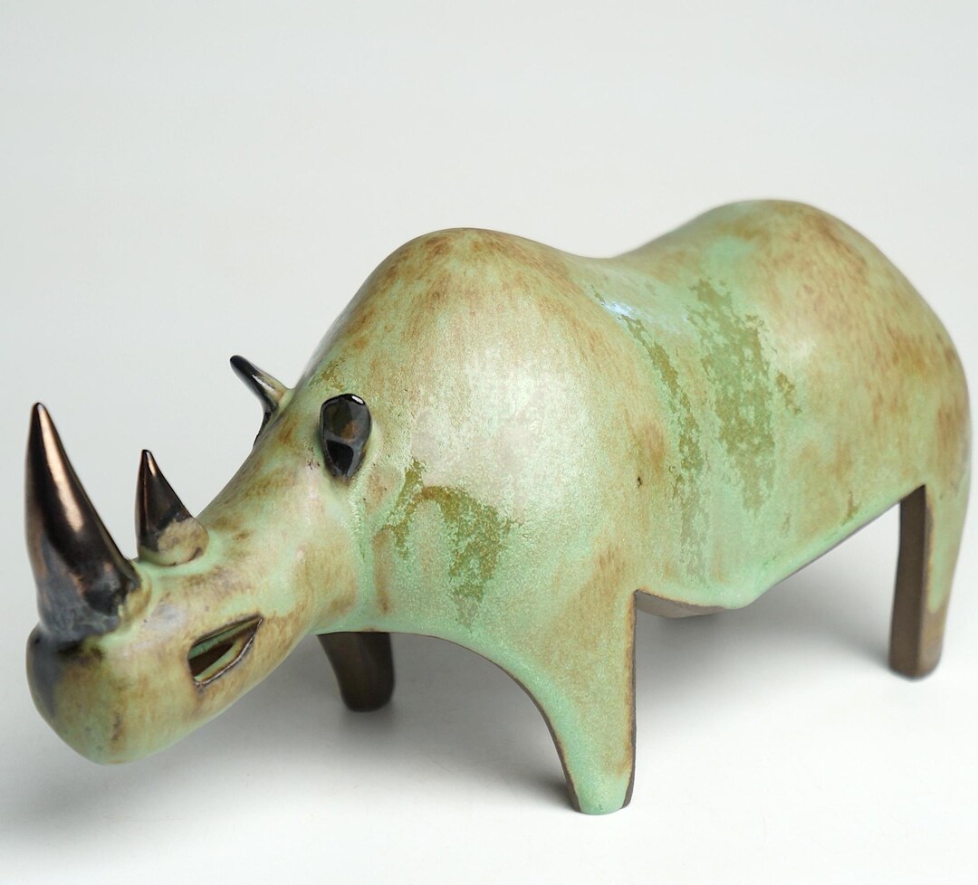 Ceramic Rhinoceros Sculpture, Unique Handmade Gift, Minimalist Animal ...