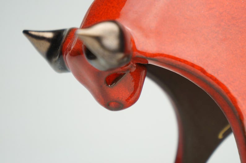 Handmade Red Ceramic Bull Sculpture: Taurus Zodiac Decor - Etsy