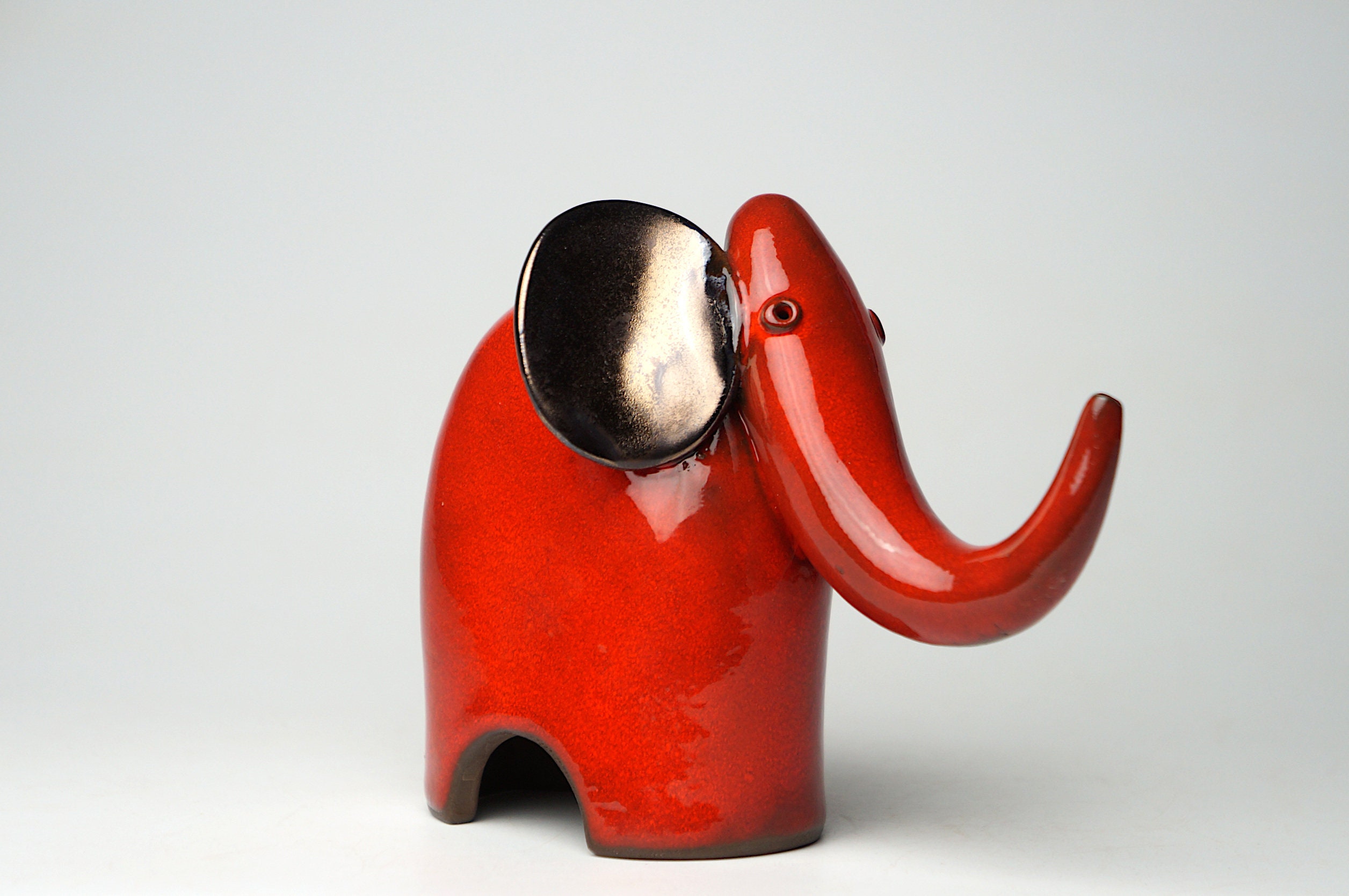 Red Ceramic Elephant Sculpture: Handmade Ring Holder - Etsy