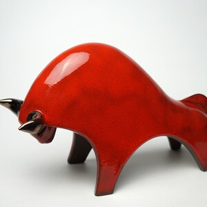 Large Ceramic Red Bull Sculpture, Unique Handmade Gift, Animal Figurine ...