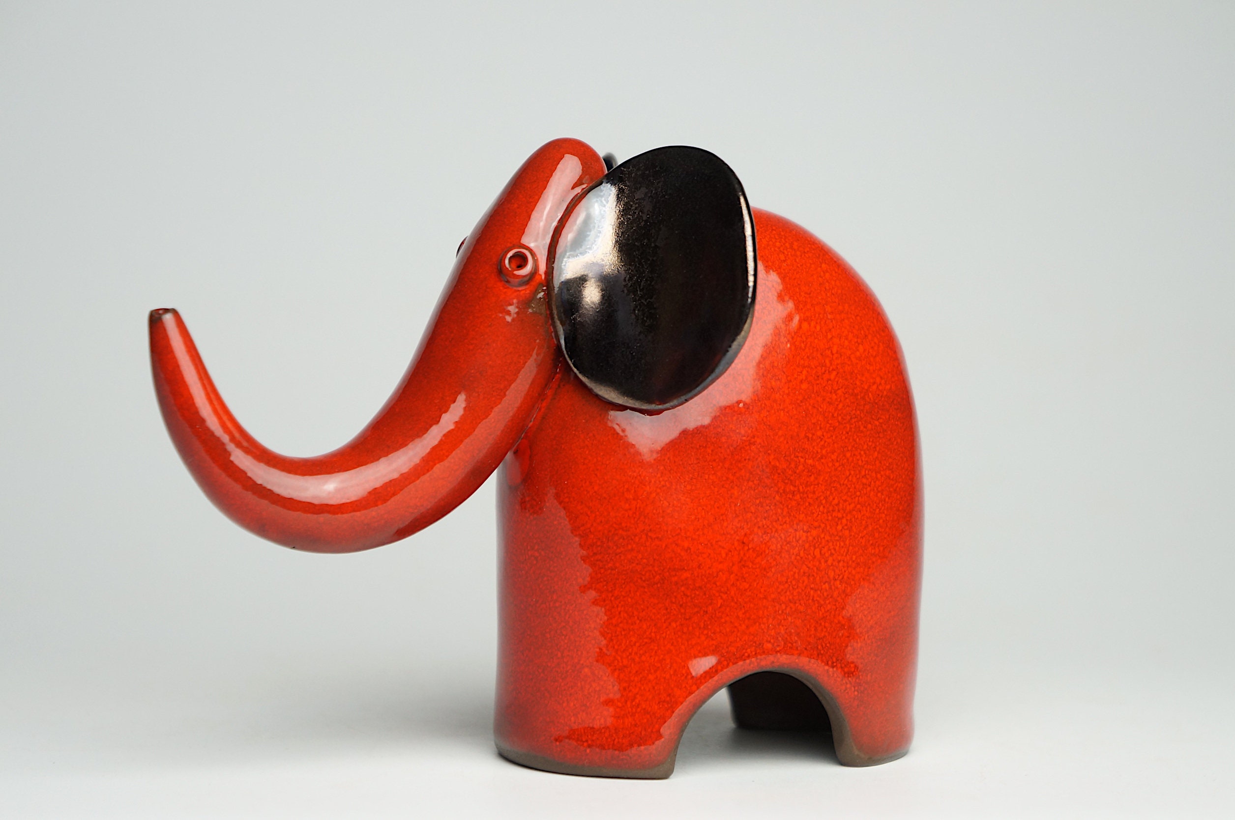 Red Ceramic Elephant Sculpture: Handmade Ring Holder - Etsy