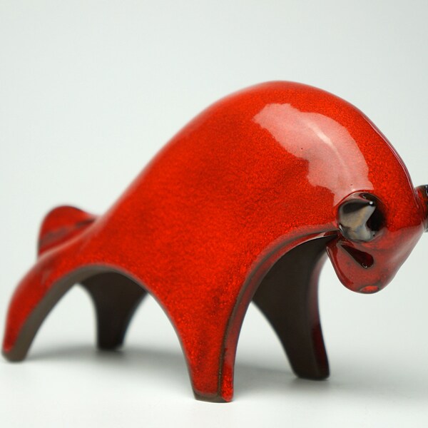 Ceramic Red Bull - Etsy