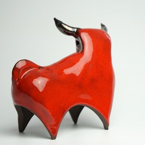 Handmade Red Ceramic Bull Sculpture: Zodiac Taurus Decor - Etsy