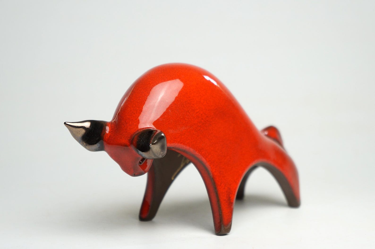 Handmade Red Ceramic Bull Sculpture: Taurus Zodiac Decor - Etsy
