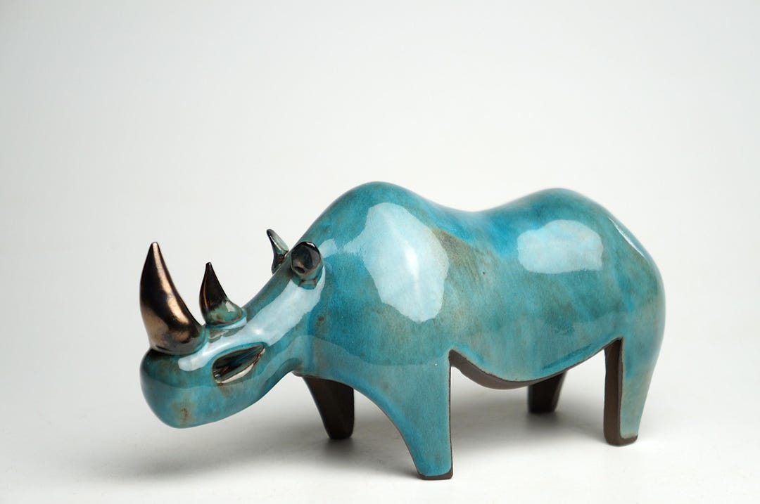 Ceramic Rhinoceros Sculpture, Unique Hand Made Gift, Minimalist Animal ...