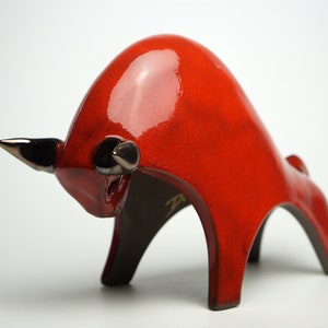 Large Ceramic Red Bull Sculpture, Unique Handmade Gift, Animal Figurine ...