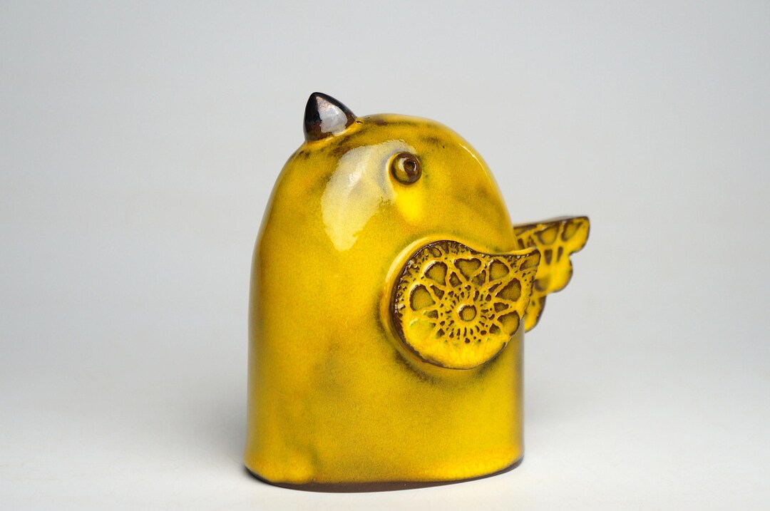 Ceramic Yellow Bird Sculpture, Exclusive Handmade Gift, Minimalist ...