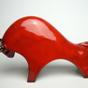 Large Ceramic Red Bull Sculpture, Unique Handmade Gift, Animal Figurine ...