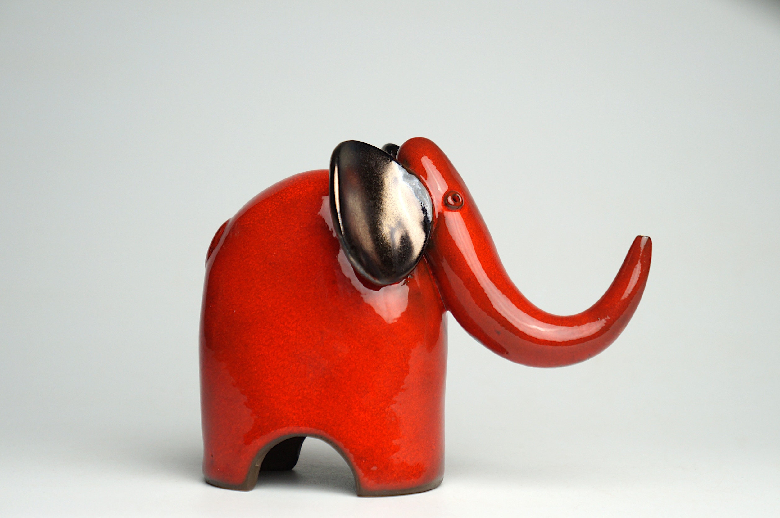 Red Ceramic Elephant Sculpture: Handmade Ring Holder - Etsy