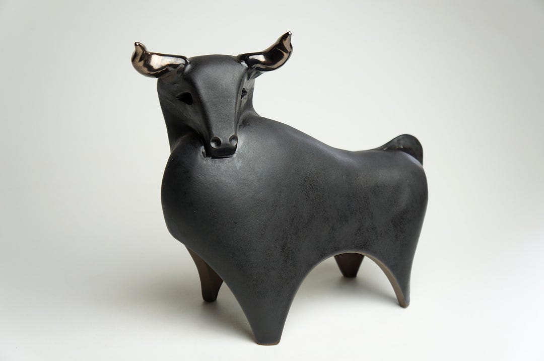 Ceramic Large Bull Sculpture, Unique Handmade Gift, Animal Figurine ...