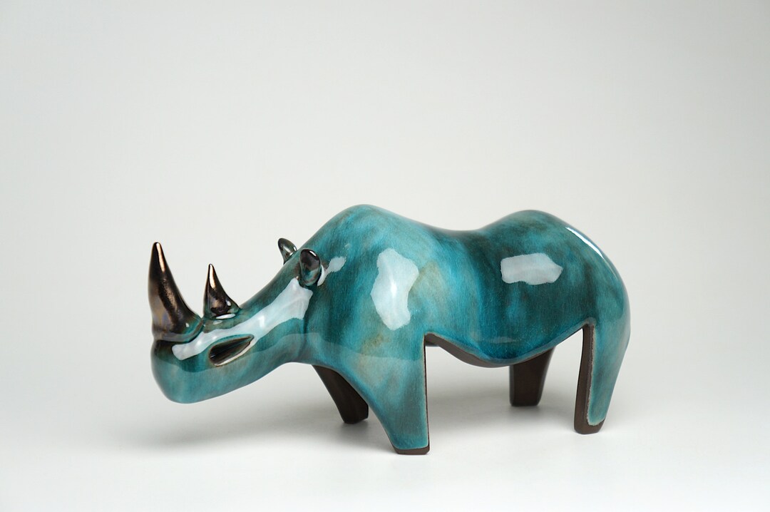Ceramic Rhinoceros Sculpture Unique Hand Made Gift - Etsy