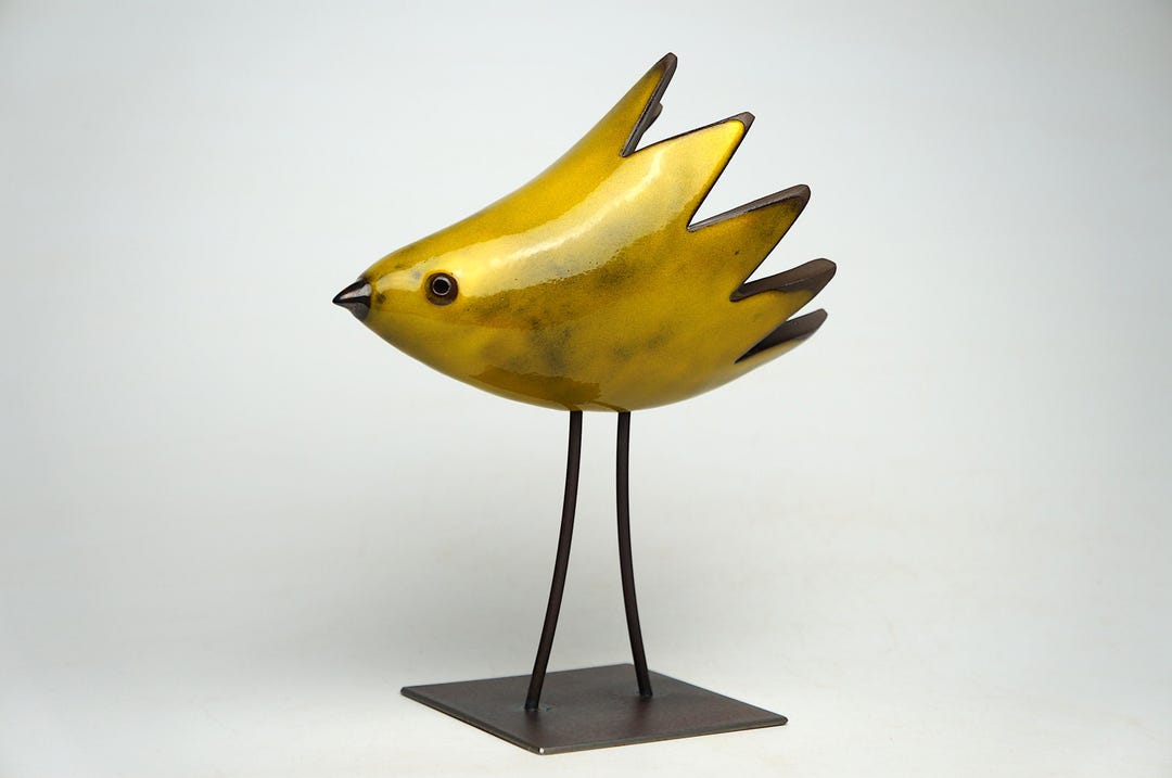 Ceramic Sculpture, Yellow Bird, Exclusive Handmade Gift, Minimalist ...