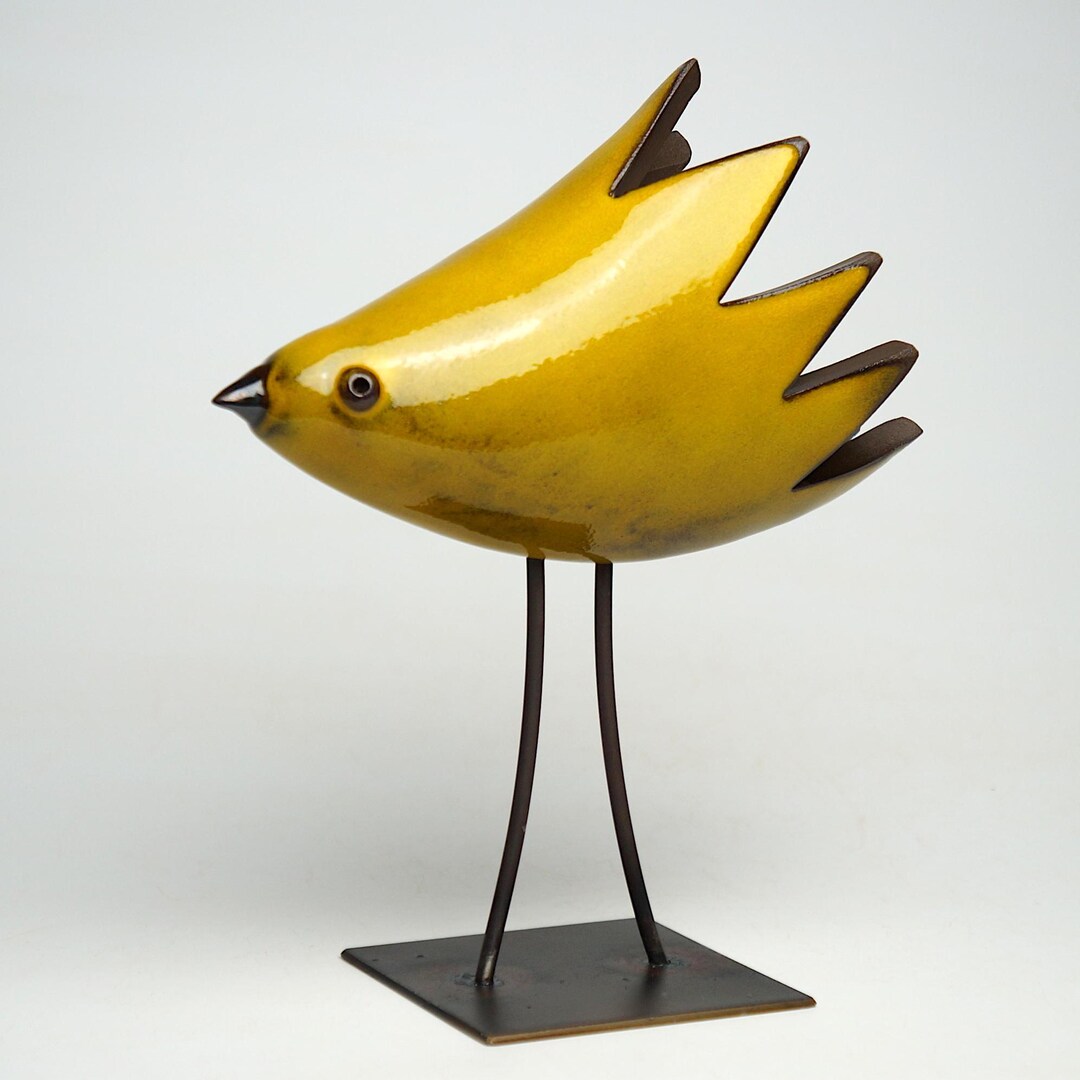 Ceramic Yellow Bird Sculpture, Exclusive Handmade Gift, Minimalist ...