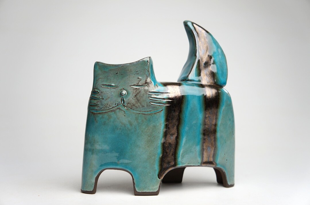 Ceramic Cat Sculpture, Unique Handmade Gift for Cat Lovers, Minimalist ...