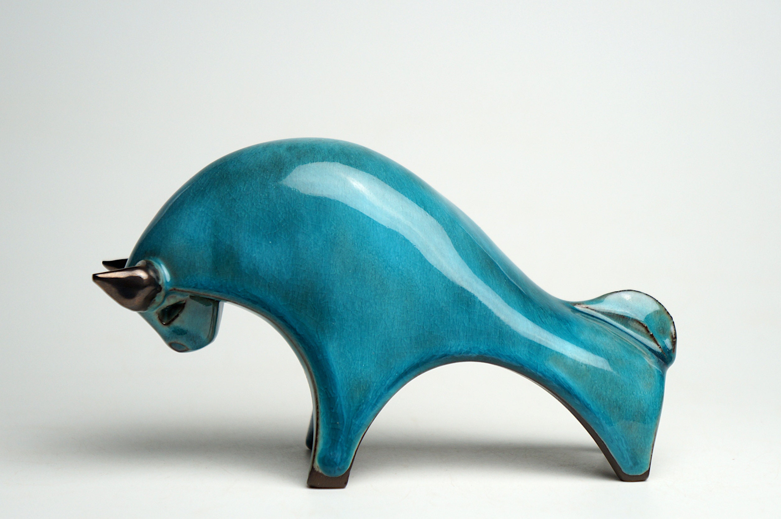 Ceramic Bull Sculpture, Unique Hand Made Gift, Minimalist Animal ...