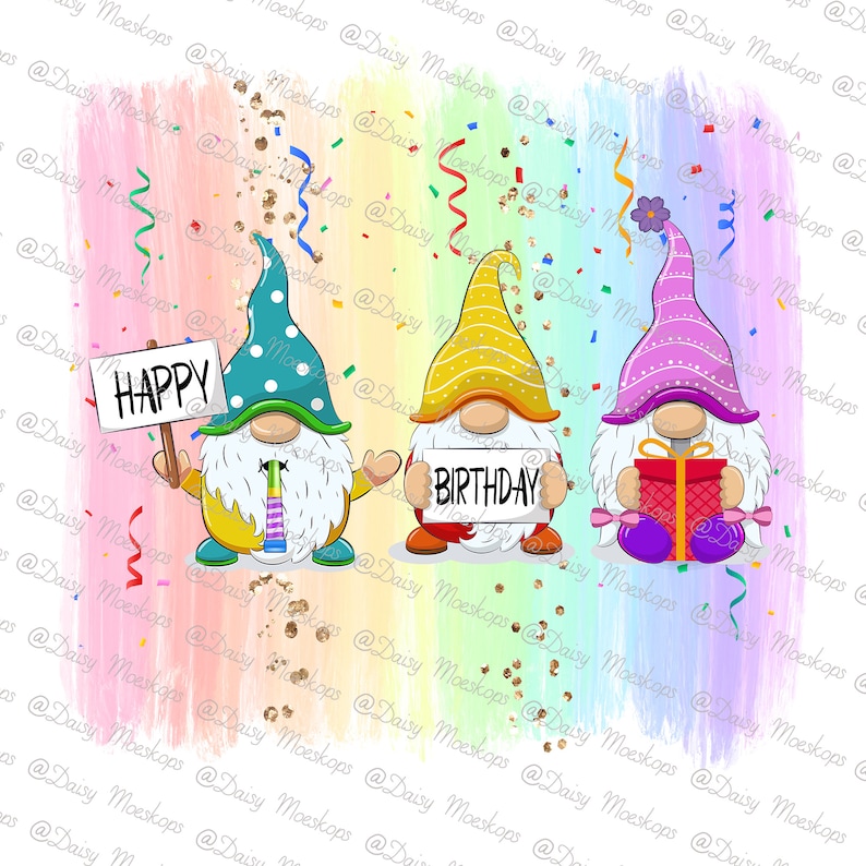 Birthday Gnomes Design Sublimation Designs Downloads Clipart - Etsy