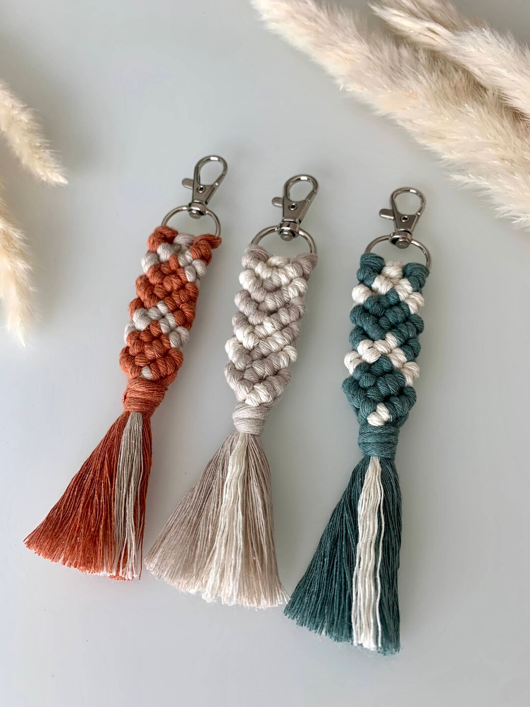 Macramé Keychain Two-tone | Various Colour Combinations - Etsy