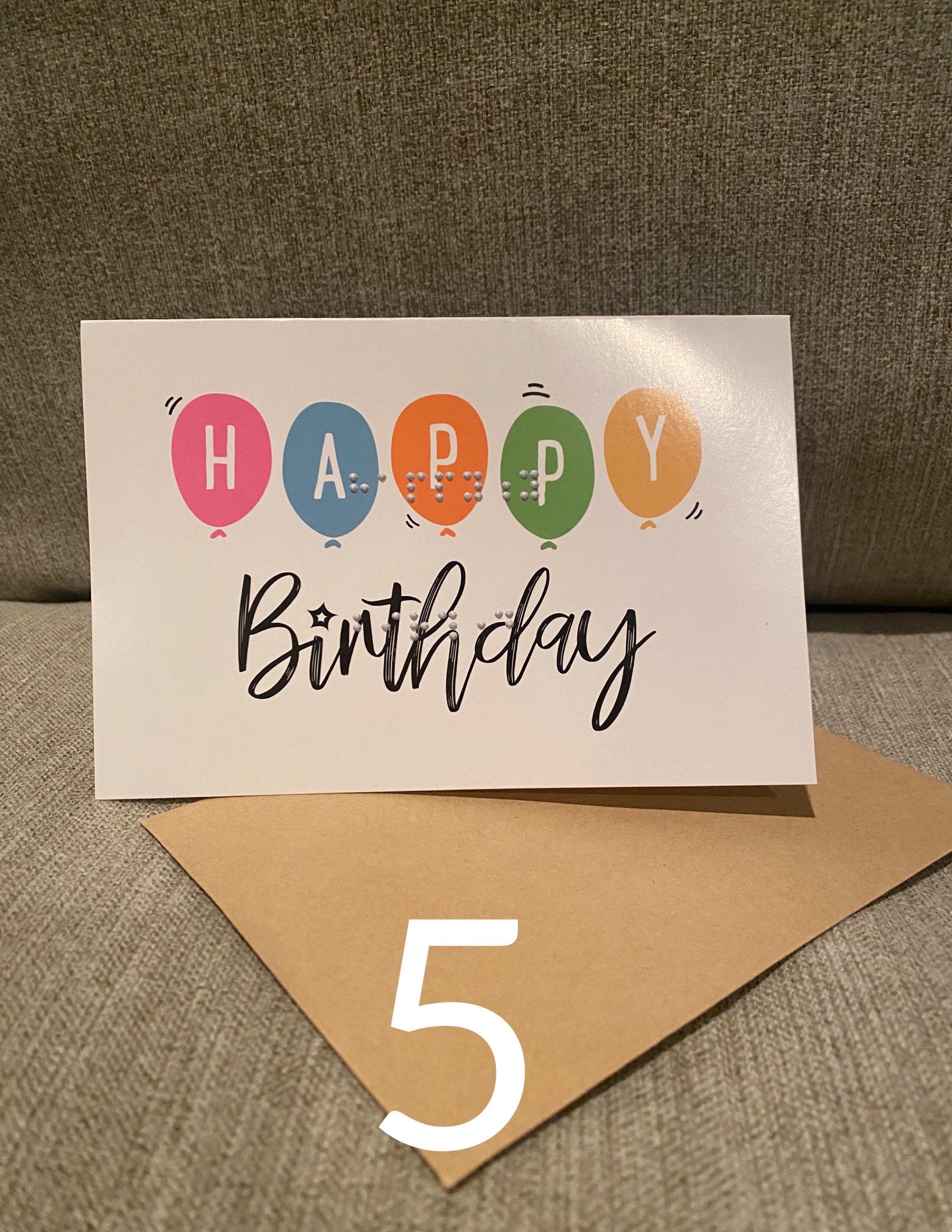 Custom Greeting Braille Card Raised Letter Tactile Gift Accessible Happy Birthday Card ...