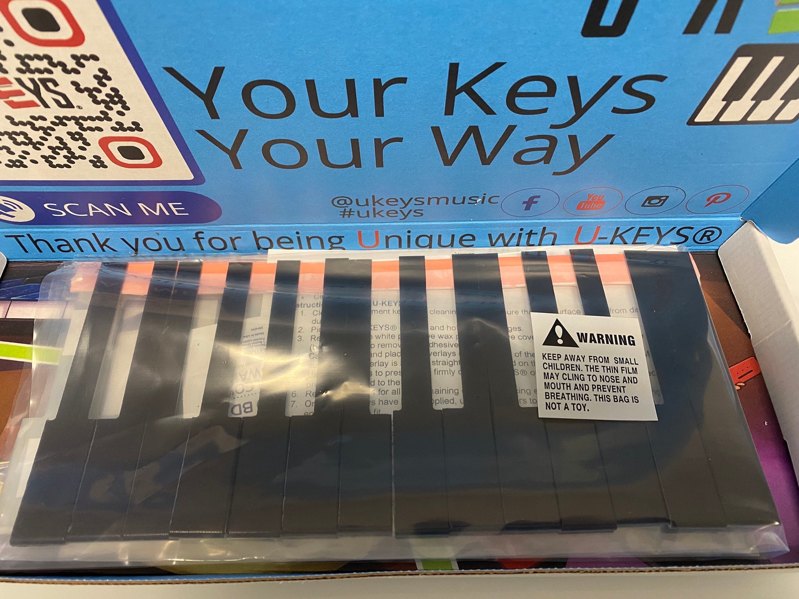 U-KEYS® - Branded Keys, Overlays Cover All White Keys, Fits on a 61 Key ...