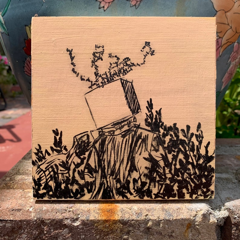 Overthinking Box Man India Ink Painting - Etsy