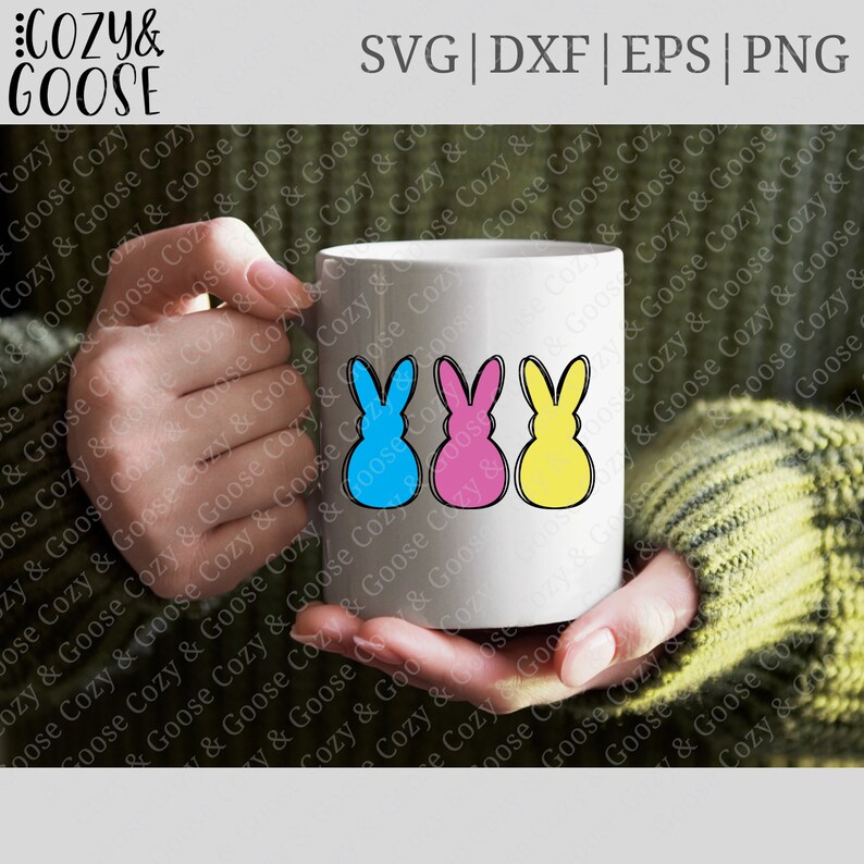 Bunny Trio SVG Pascua SVG Peeps SVG Feliz Pascua dxf Conejito png Tres ...