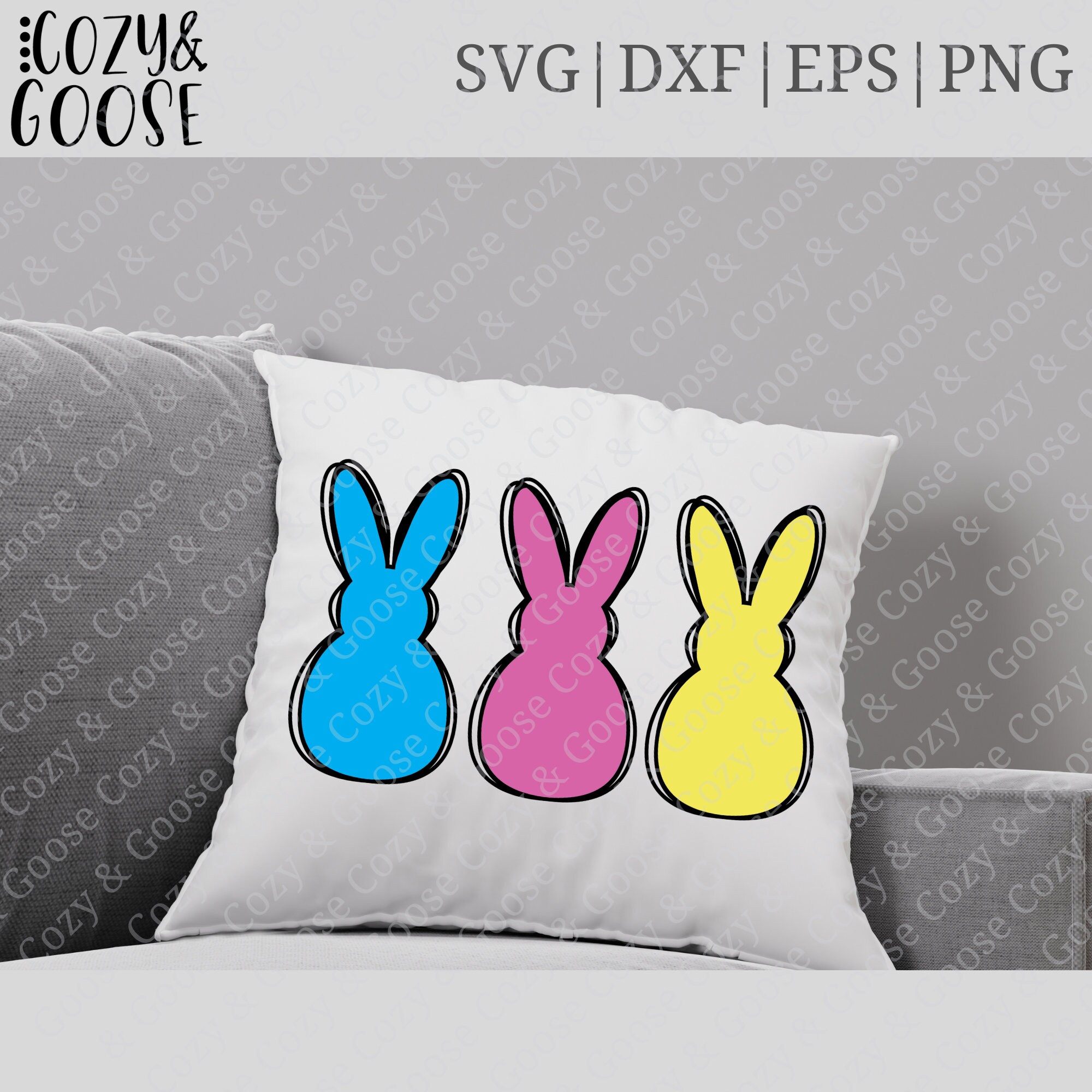 Bunny Trio SVG Easter SVG Peeps SVG Happy Easter Dxf Bunny Png Three ...