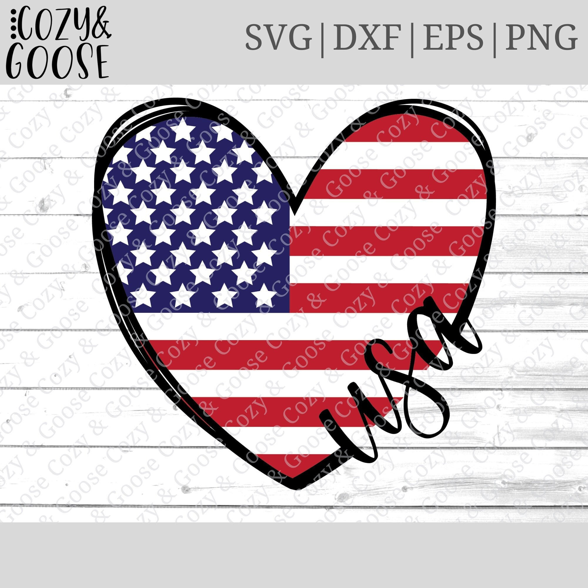 USA Heart Flag SVG - Instant Download - Fourth of July SVG - Digital ...