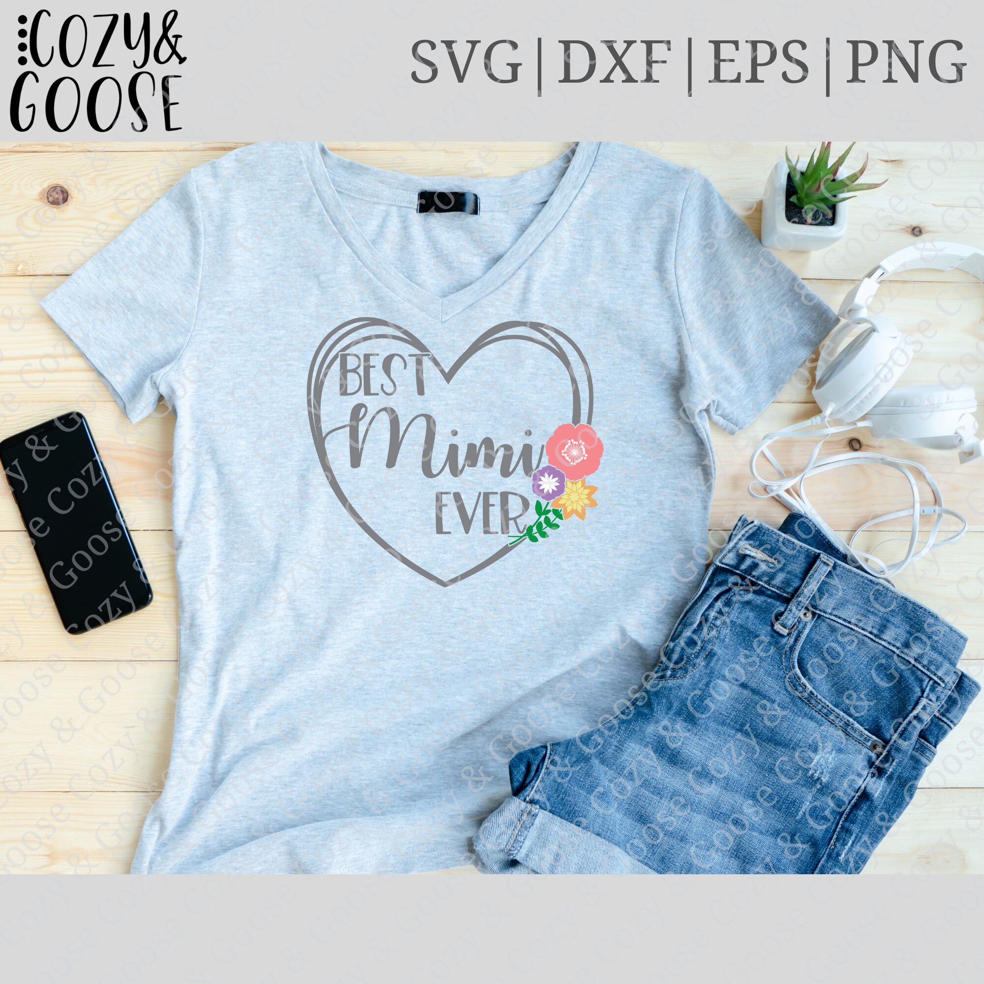 Best Mimi Ever SVG - Happy Mother's Day SVG - Heart and Flowers SVG ...